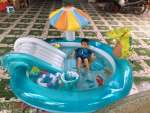 Bể bơi phao cầu trượt cá sấu chúa có vòi phun mưa INTEX 57165