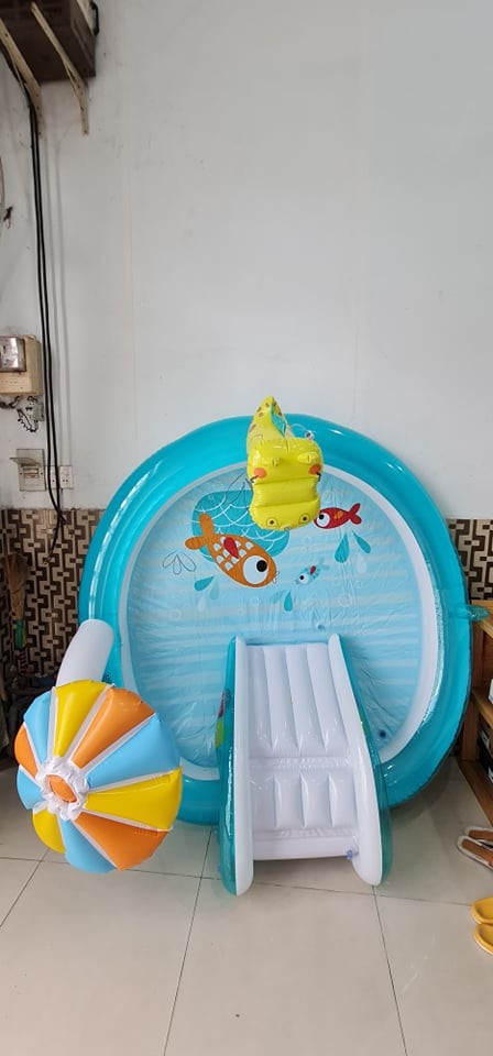 Bể bơi phao cầu trượt cá sấu có vòi phun mưa Intex 57165 - Intex Việt Nam