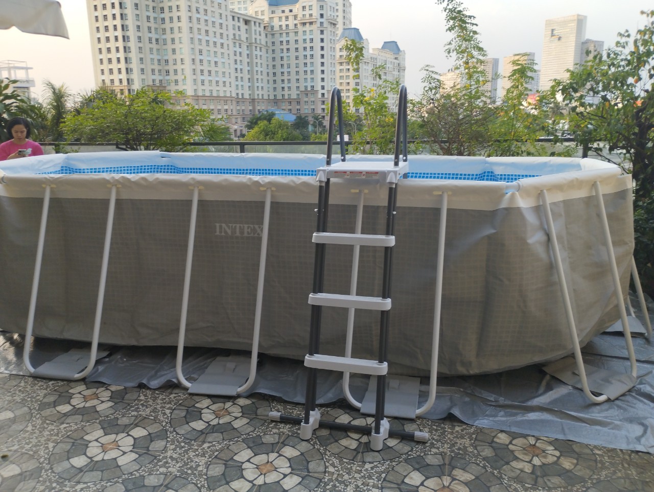 Bể bơi khung kim loại PREMIUM OVAL dài 5m INTEX 26796