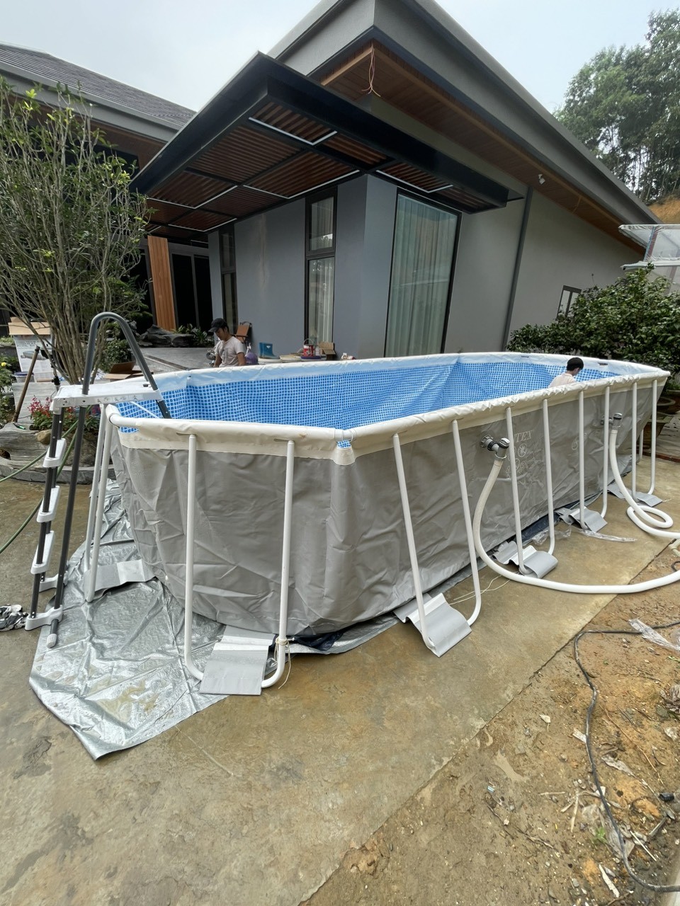 Bể bơi khung kim loại PREMIUM OVAL dài 5m INTEX 26796