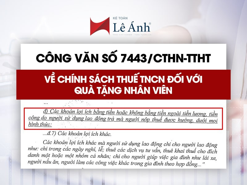 Công văn 7443/CTHN-TTHT 2024 Chính sách thuế TNCN đối với quà tặng nhân ...
