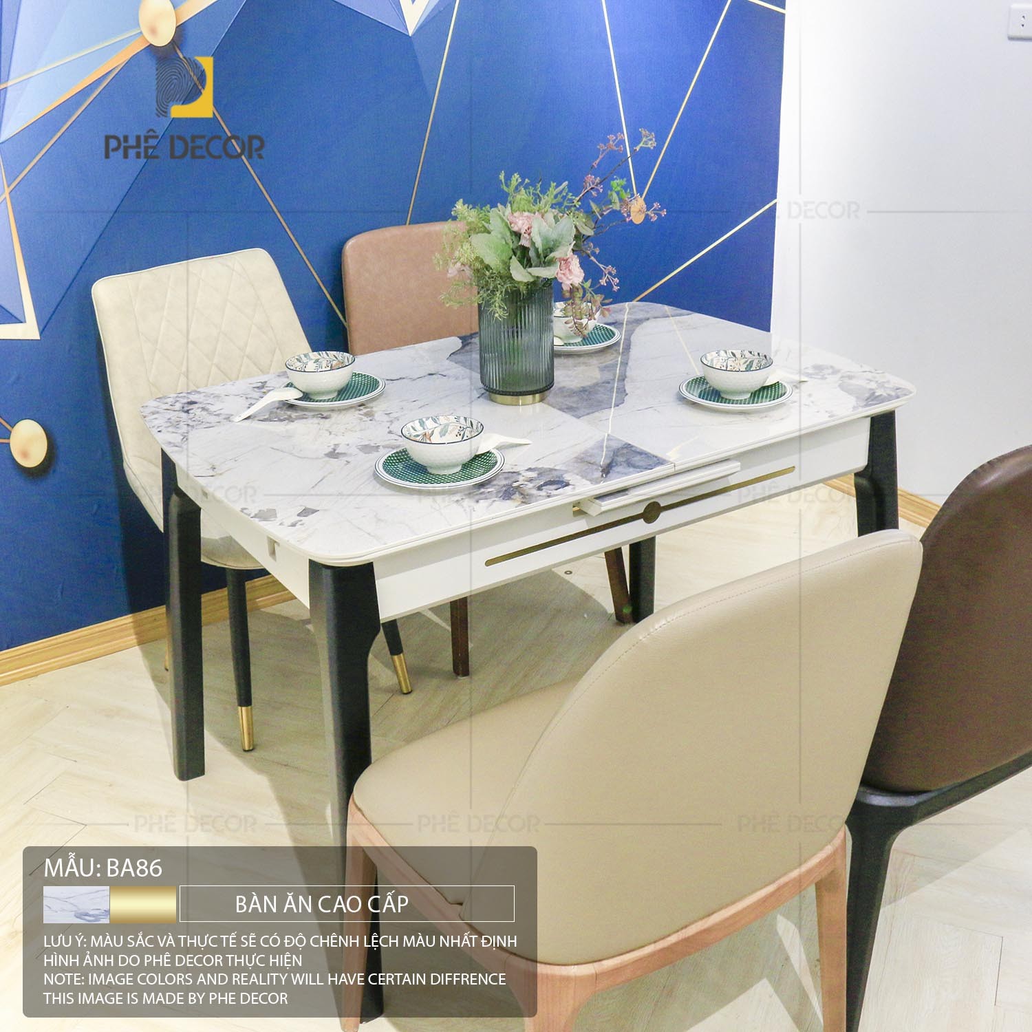 BÀN ĂN THÔNG MINH MẶT ĐÁ - BA86