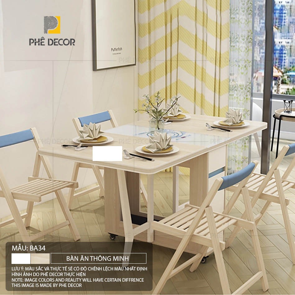 Bàn Ăn Có Bếp Từ Thiết Kế Thông Minh Gấp Gọn BA34 [Mẫu Mới 2022]