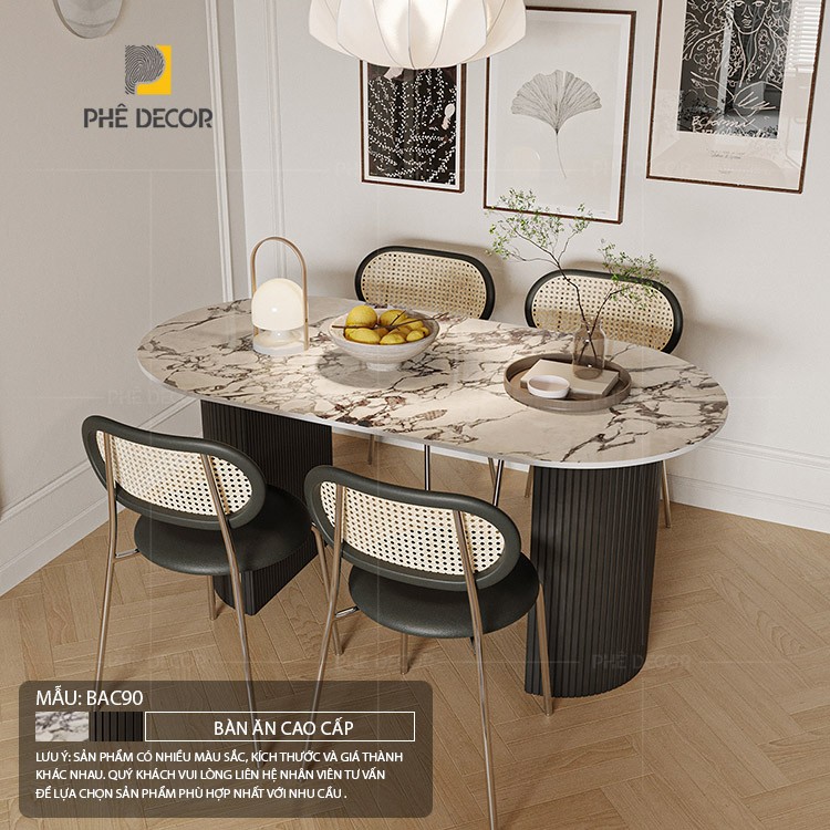 Lotso BAC90 - Bàn ăn mặt đá ceramic Bulgari | Hàng Order