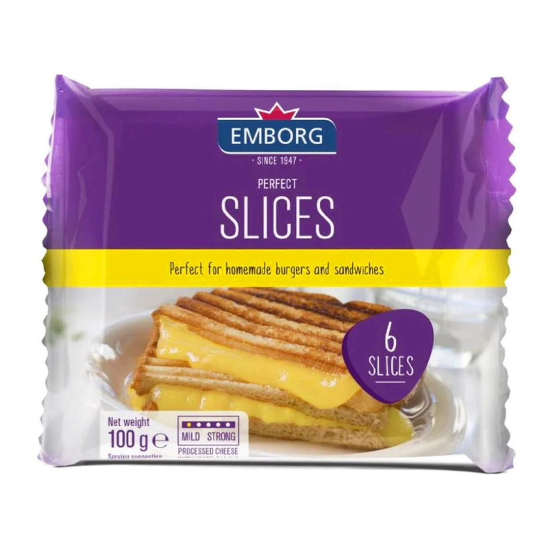 Phô Mai Lát Cho Burger & Sandwich, Perfect Slices, 6 Lát (100g) - EMBORG