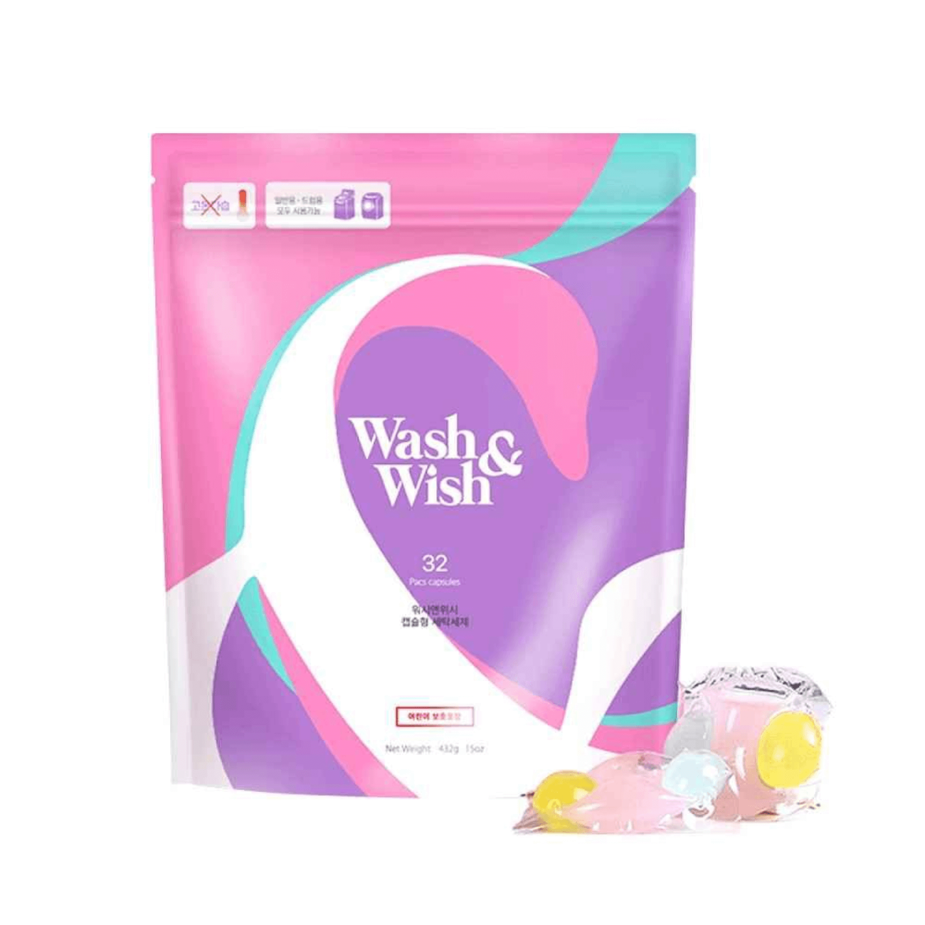 Viên Giặt, 3 in 1 Laundry Detergent Pods, 10 Viên, 4.8 oz (135g) - WASH & WISH