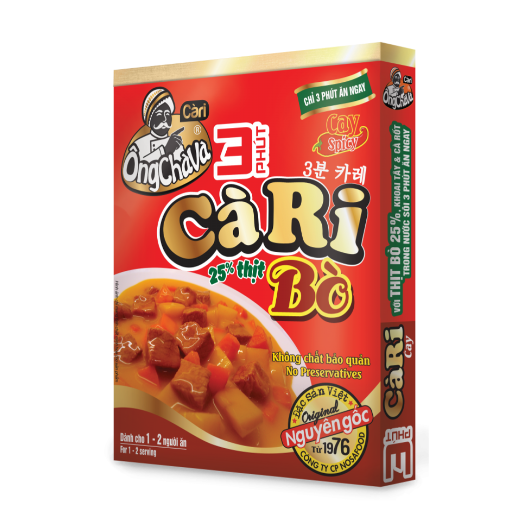 Cà Ri Bò Cay Ăn Liền, Instant Spicy Beef Curry (200g) - ONG CHA VA