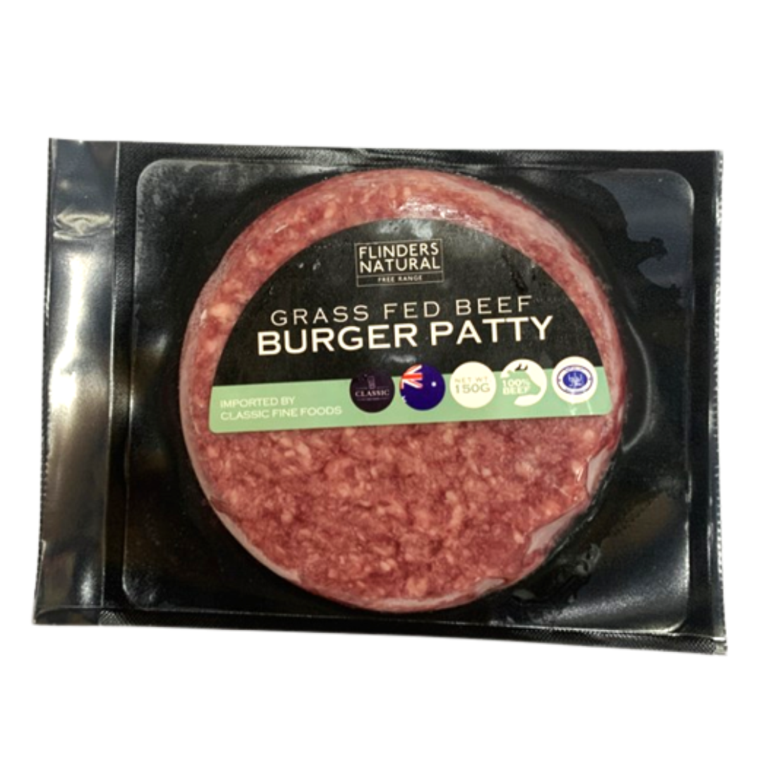 Thịt Bò Burger, Grass Fed Beef Burger Patty (150g) - FLINDERS NATURAL
