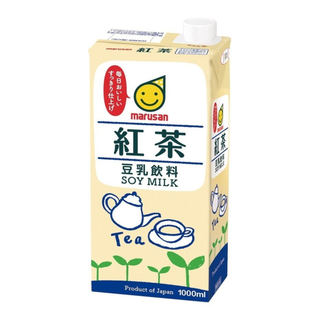 Sữa Đậu Nành Trà Đen, Soy Milk, Black Tea (1000ml) - MARUSAN