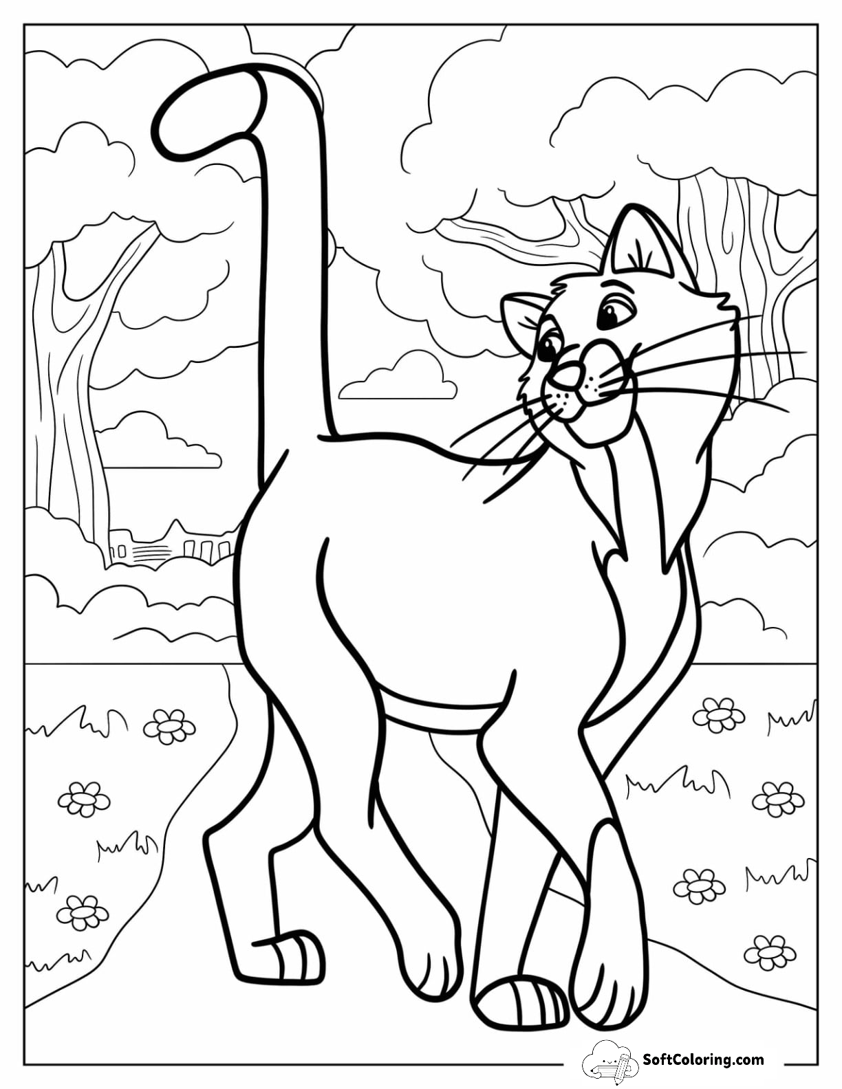 Aristocats Coloring Page Of Thomas O Malley Walking In Pa...