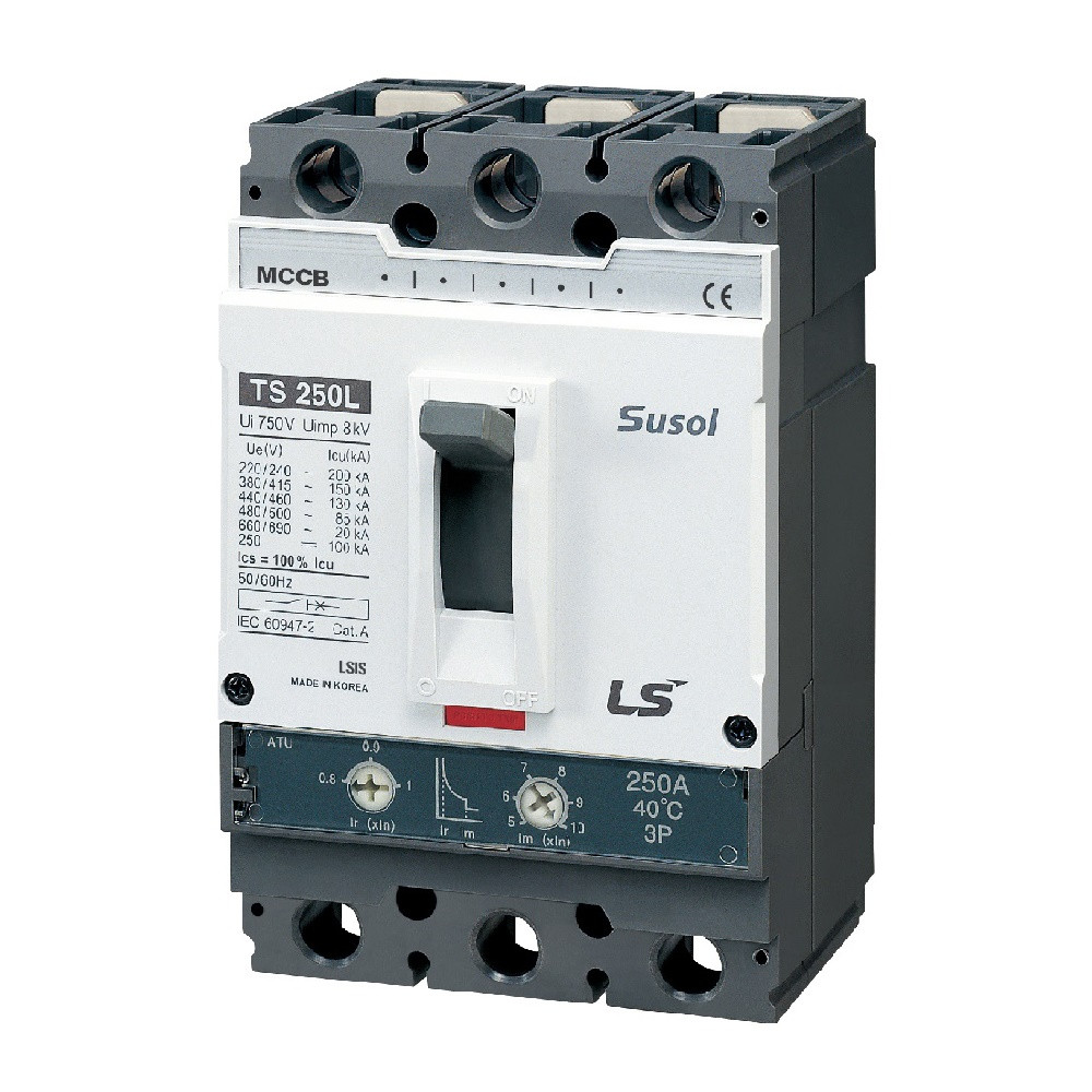 MCCB Susol 3 pha loại chỉnh dòng cắt (nhiệt) và dòng ngắn mạch (từ) LS TS250N ATU250 3P 250A ...