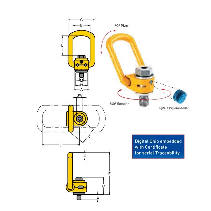 Tai cẩu ren hệ inch Yoke 8-212-200 20 tấn 2'' chính hãng giá tốt nhất ...
